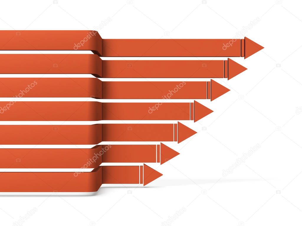 Varias flechas que siguen avanzando a la derecha después de giros y ...