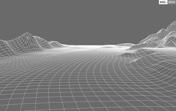 Wireframe landscape on white background. Abstract geometric vector ...