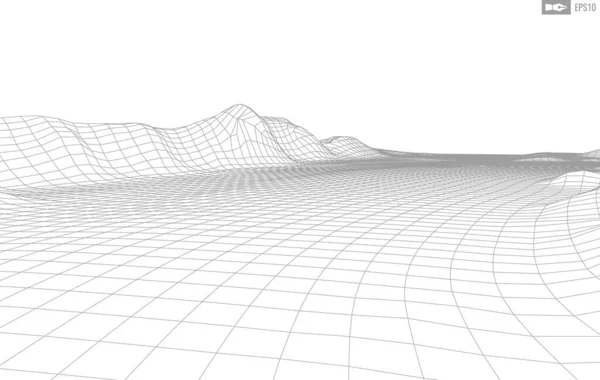 Wireframe landscape on white background. Abstract geometric vector ...