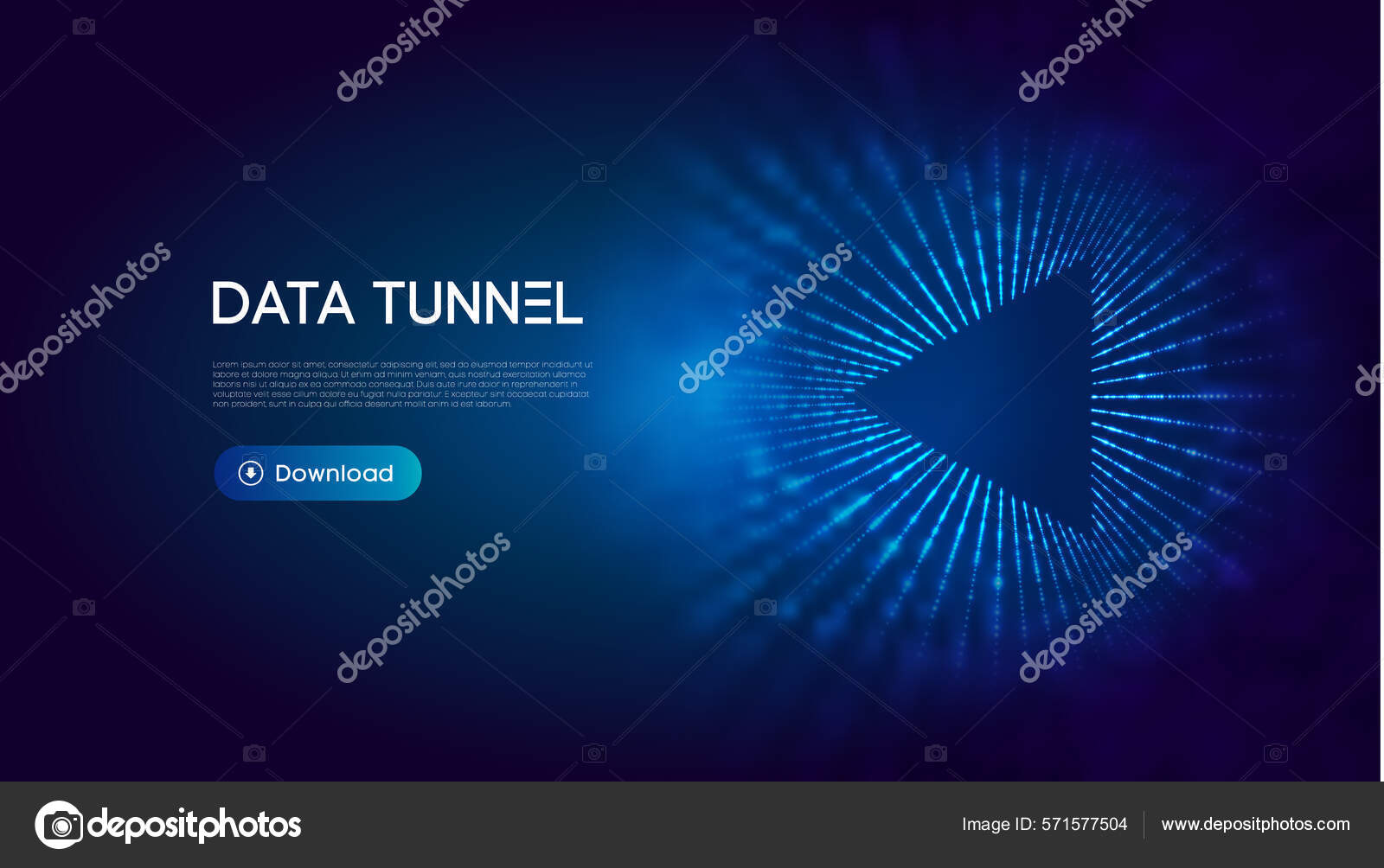 Triangle tunnel big data vector illustration. Abstract digital background. Computer triangle ...