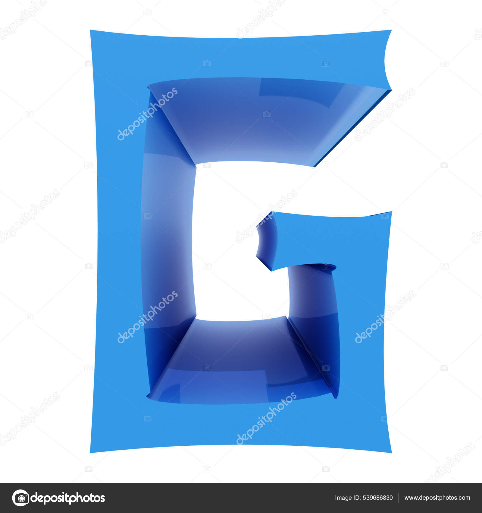 Rendered Illustration Glossy Blue Letter Isolated White Background ...