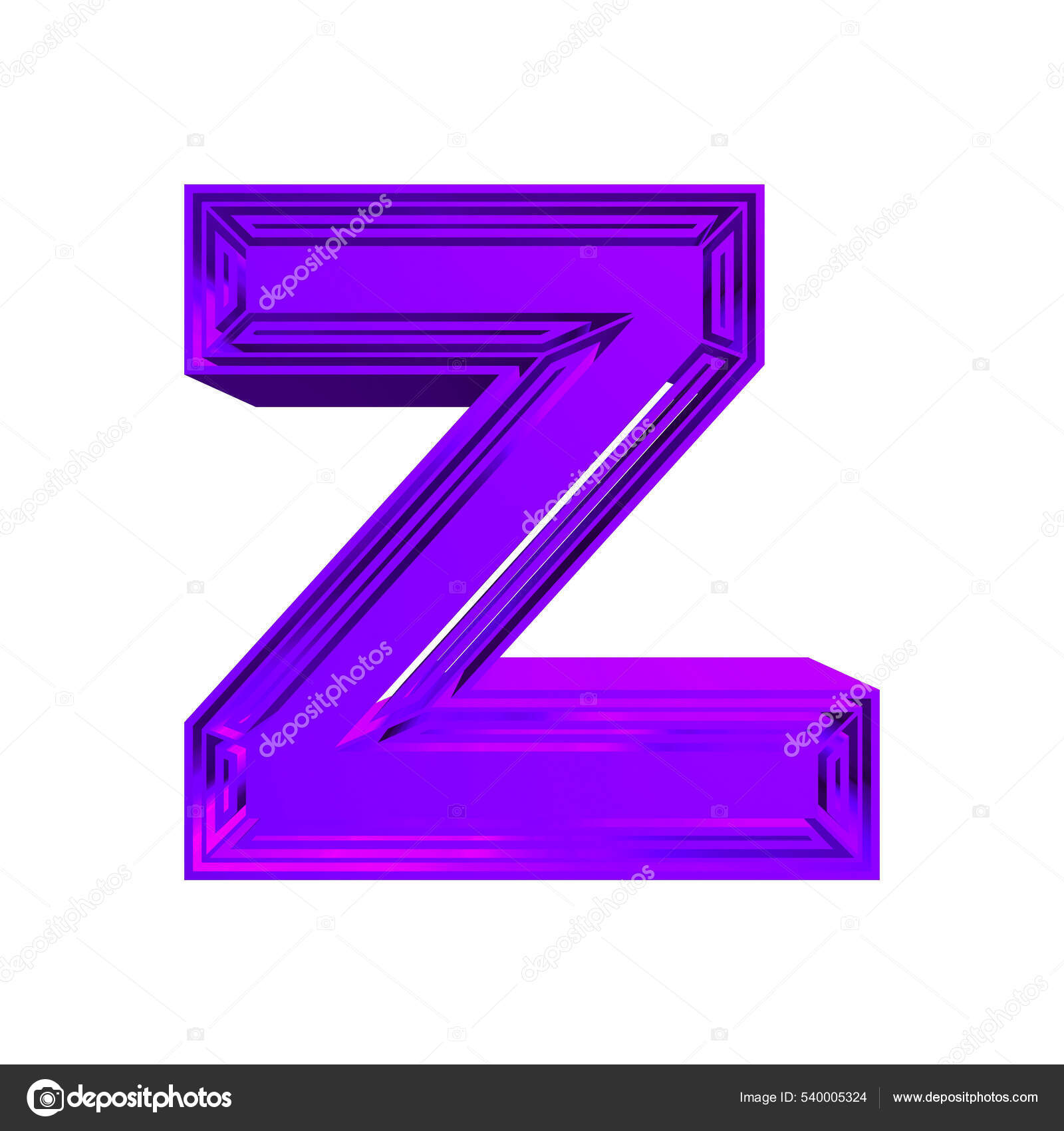 Violet Decorative Letter Isolated White Background Art Font — Stock ...