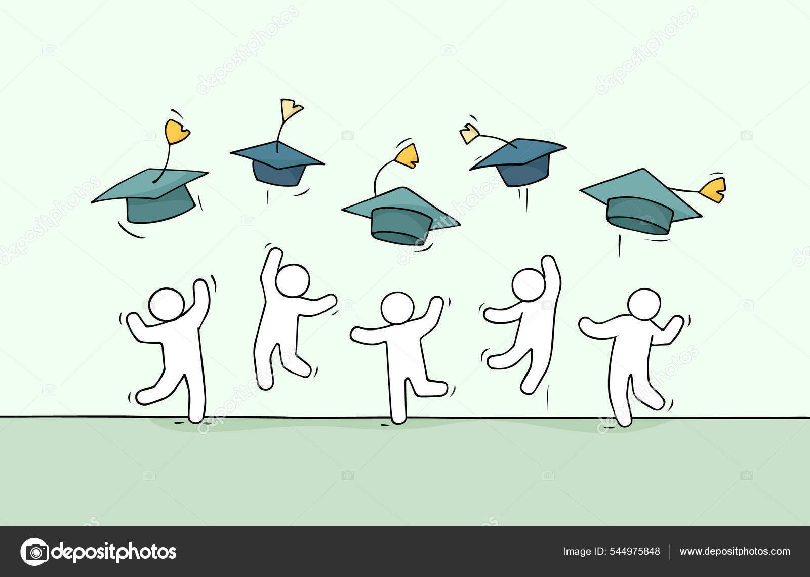 Sketch Little People Celebrate Graduation Doodle Cute Miniature Scene ...
