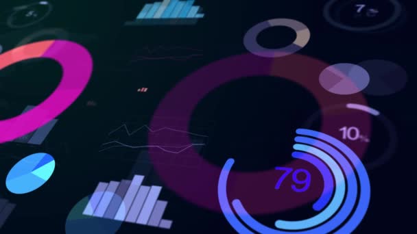 3D animation of graphs and charts showing data visualizations and ...