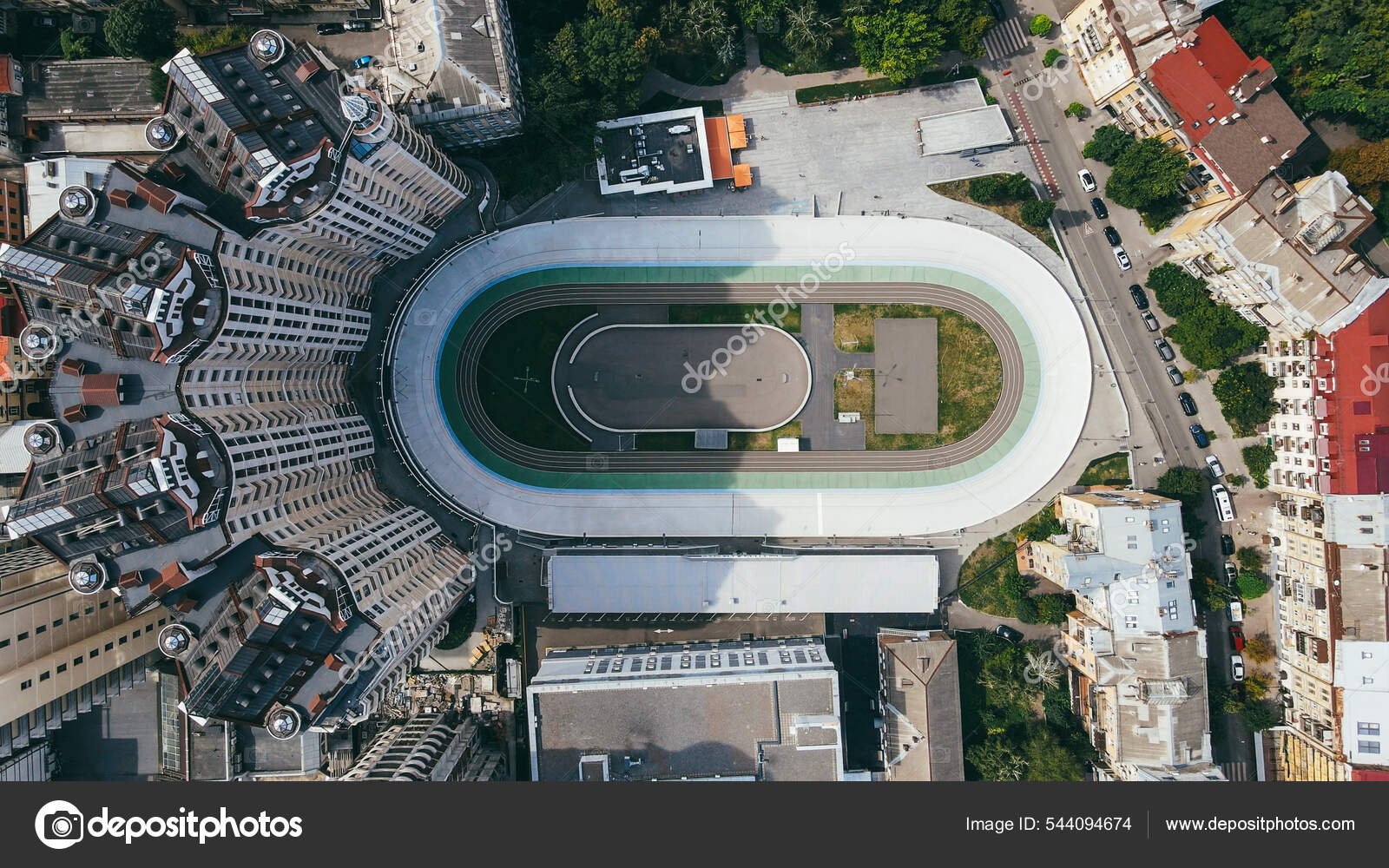 Top View New Large Empty Cycle Track Cyclists Urban Area — Stock Photo ...