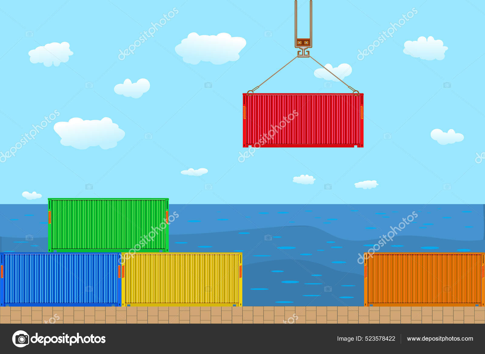 Containers Loading Unloading Crane Port Crane Container Pier Sea ...