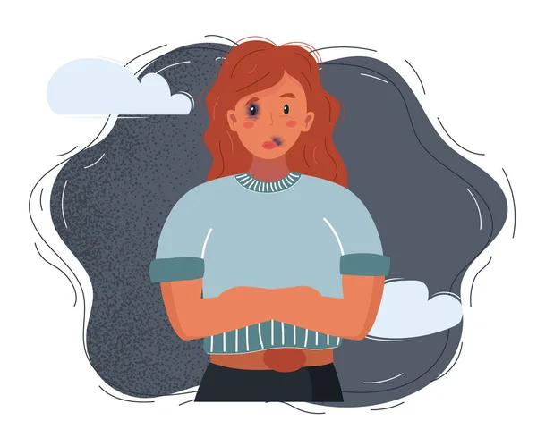 Cartoon Vector Illustration Young Beautiful Woman Bruises Abrasions Her ...