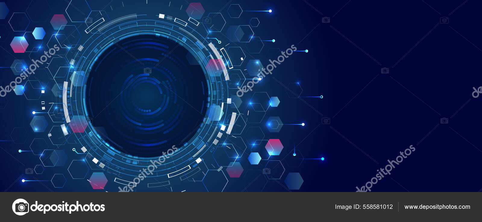 Wide Sci Template Polygons Futuristic Illustration Abstract Hexagons ...