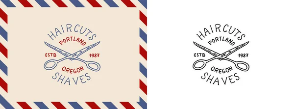 Logo label lencana Barbershop. Lambang Razor untuk papan nama potongan ...