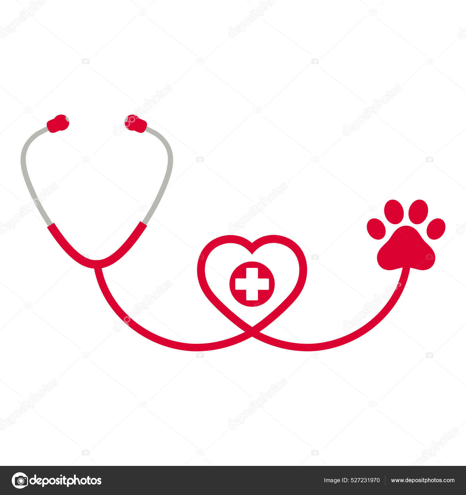Logotipo Ilustrativo Para Una Consulta Veterinaria Con Estetoscopio Una ...