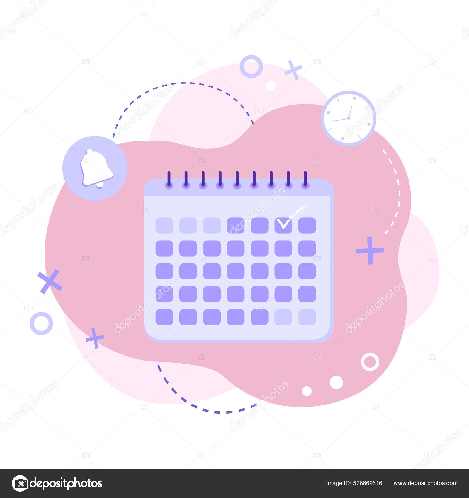 Flat Vector Illustration Calendar Social Media Icons Abstract ...