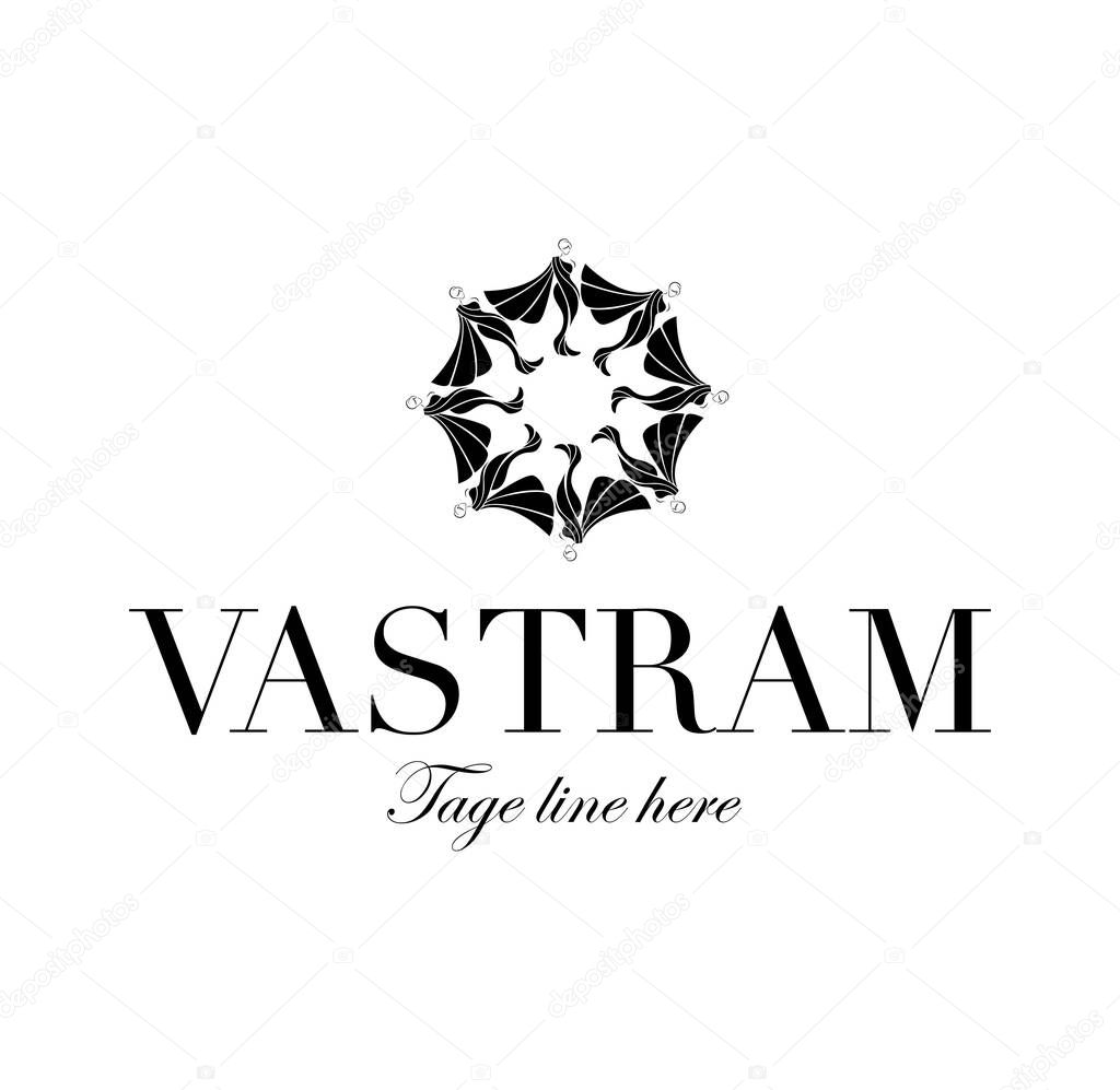 Logo de la marca Vastram sarees. Logotipo de Vastram con símbolo de ...