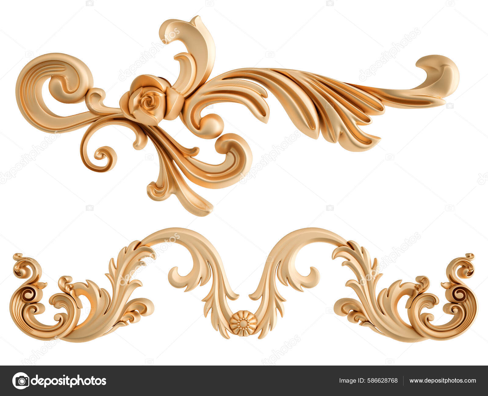 Golden Ornamental Segments Seamless Pattern White Background Luxury ...