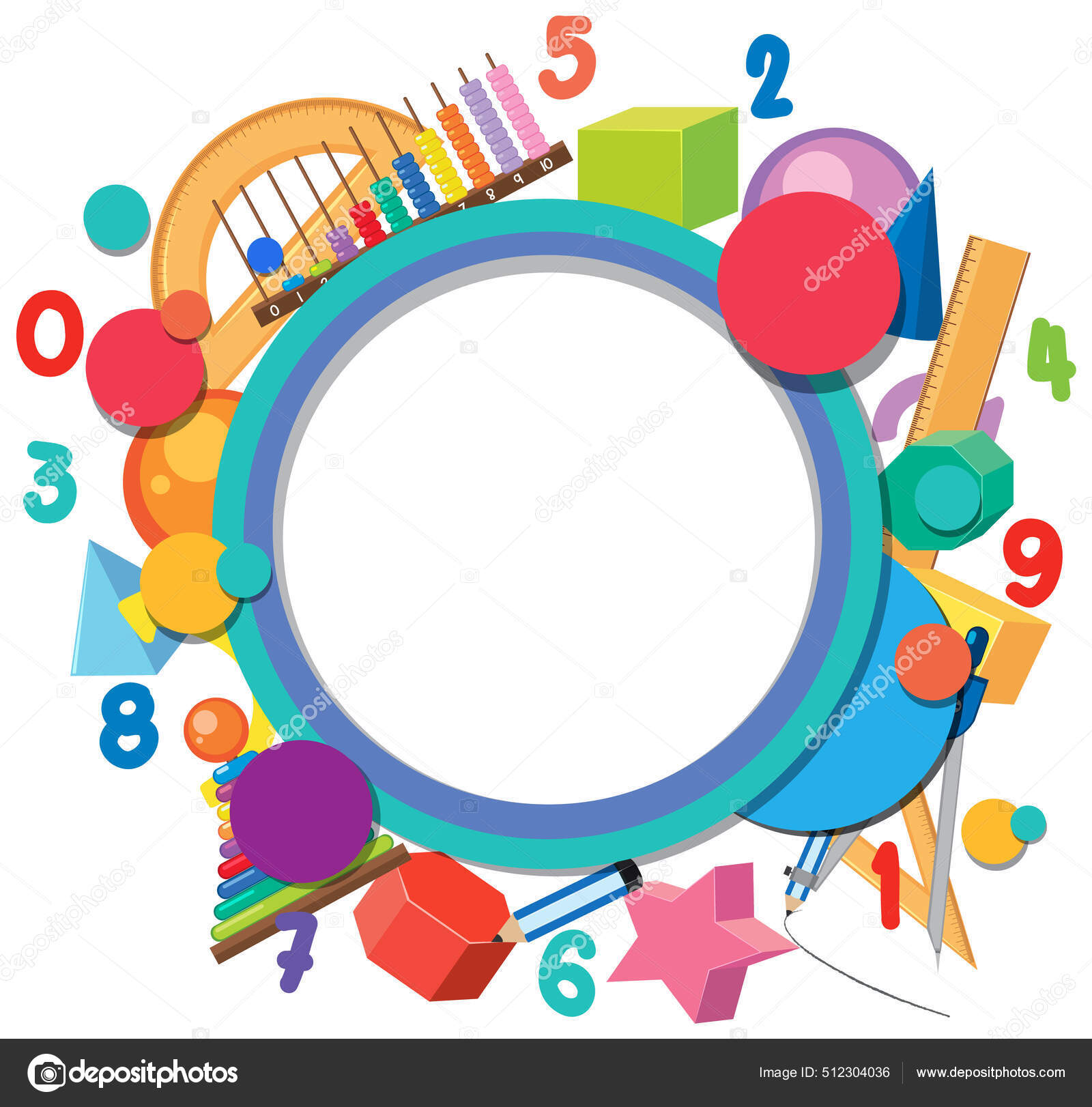 Plantilla Matemática Blanco Con Herramientas Matemáticas Ilustración ...