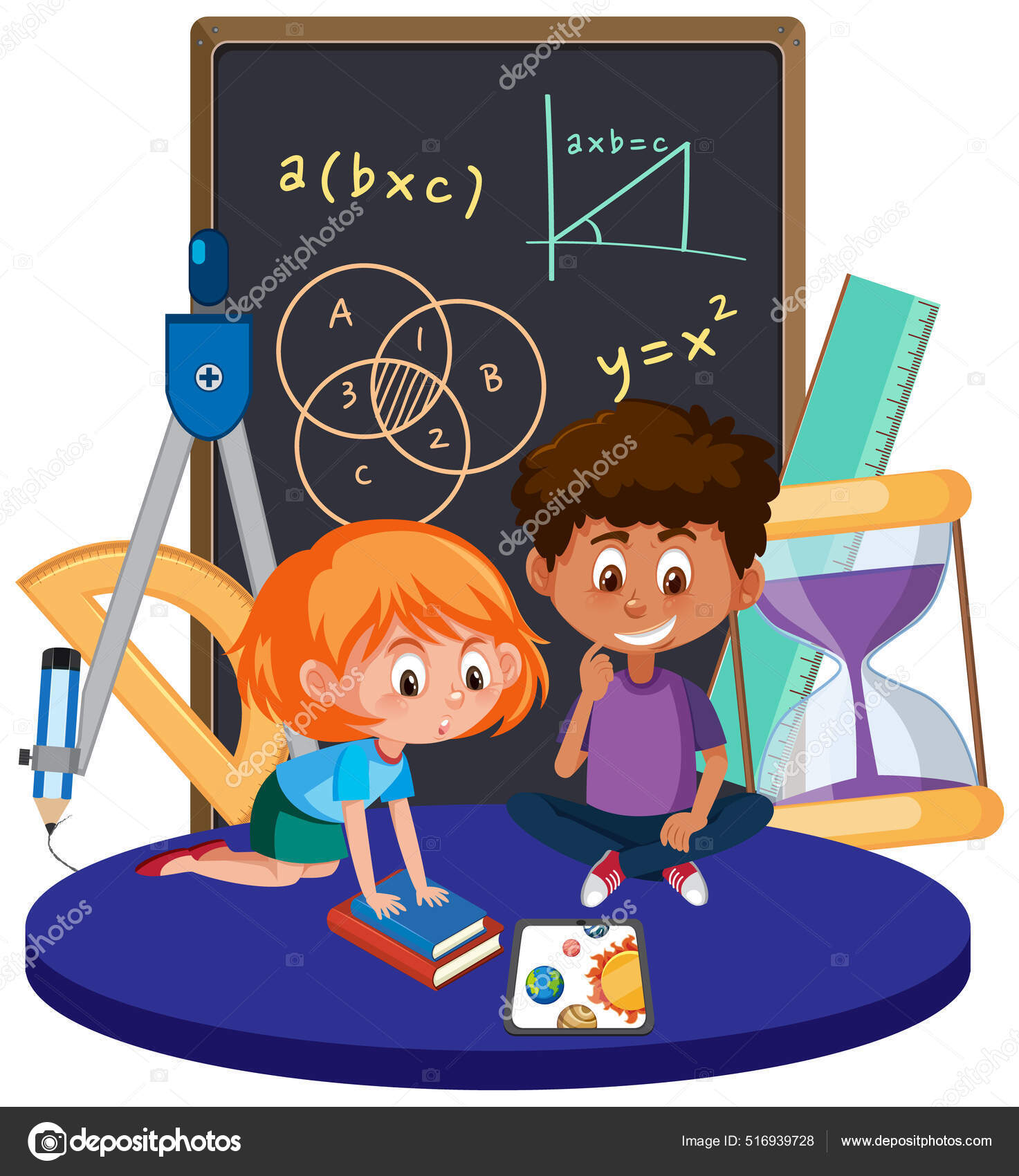 Aprendizaje Del Estudiante Matemáticas Ilustración Aislada Vector de ...