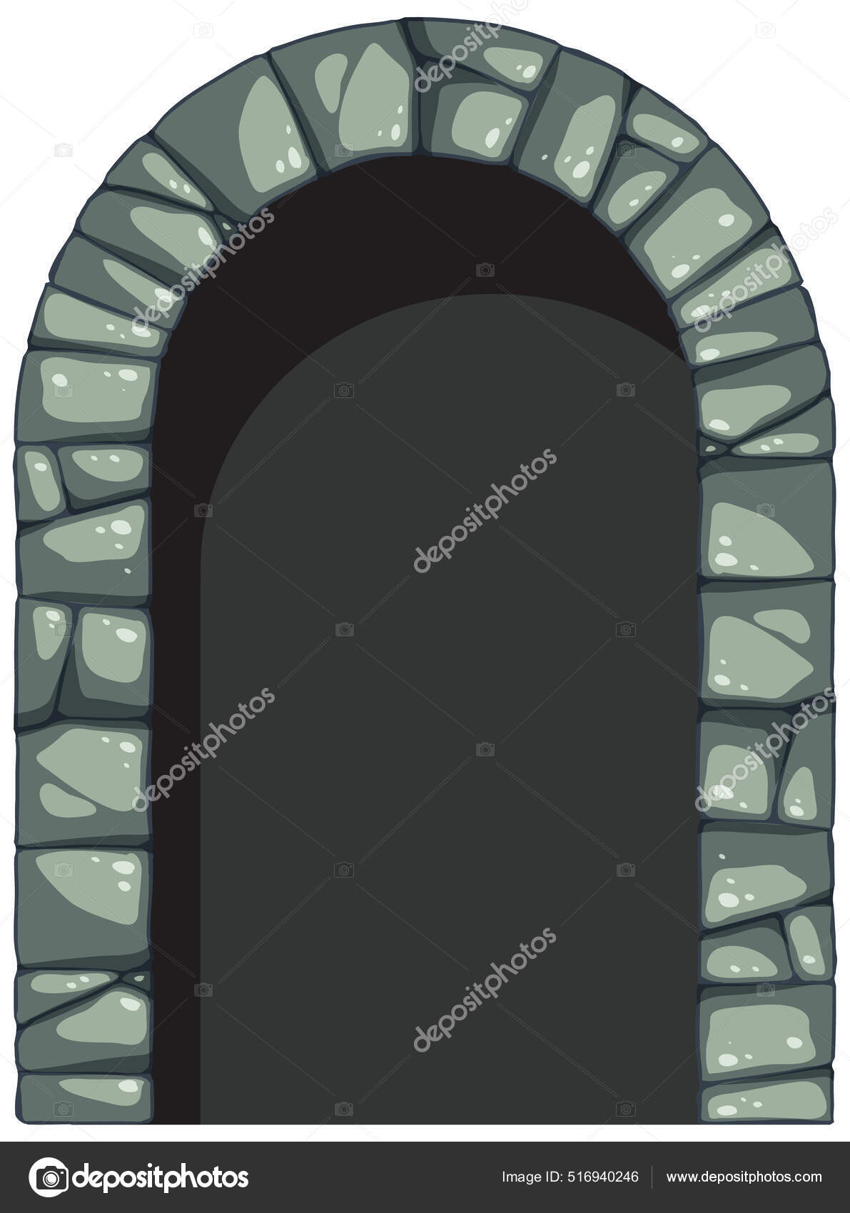 Stone Arch Cartoon Style White Background Illustration Stock Vector by ...