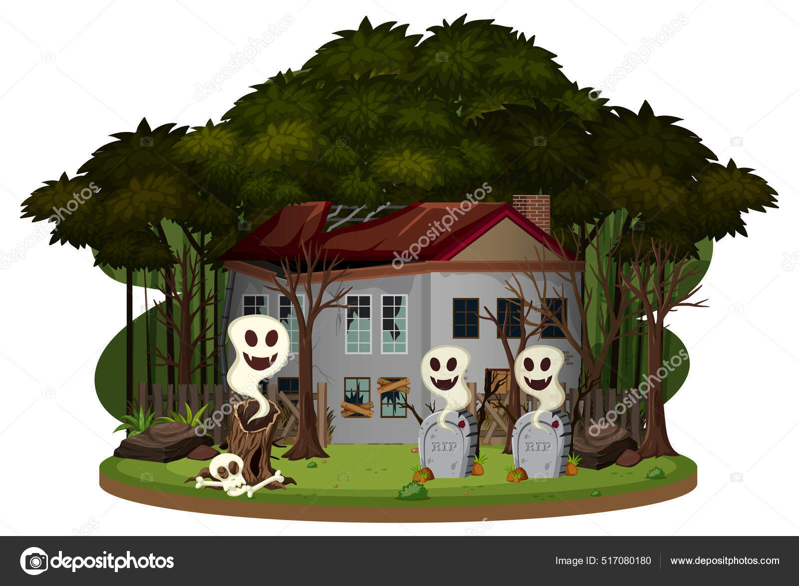 Una Casa Embrujada Ilustración Madera Vector de stock #517080180 de ©brgfx