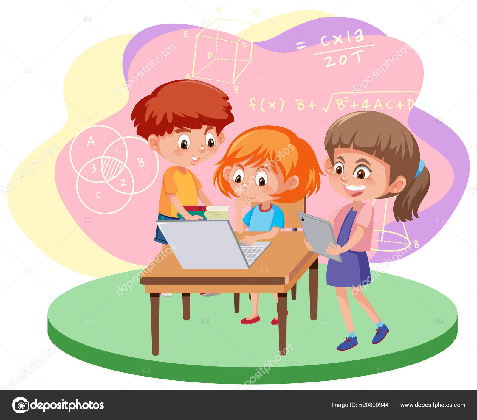 Children Learning Maths Clipart