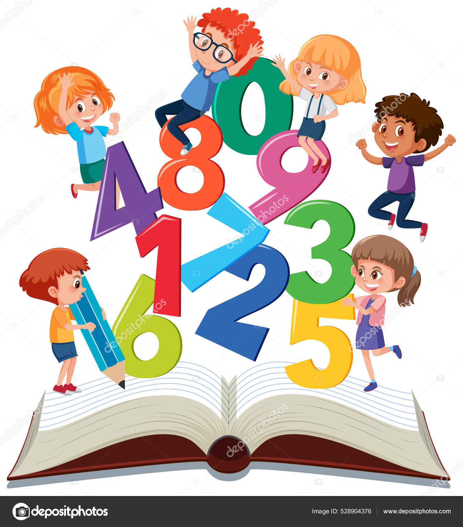 Children Learning Math Tools Book Isolated Illustration Stock Vector by ...