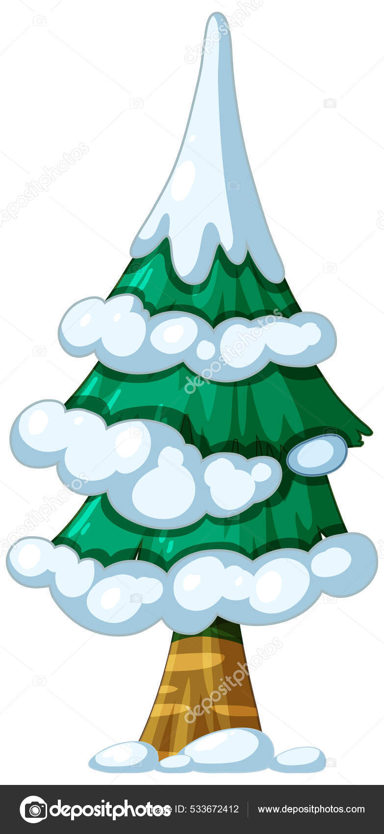 Snow Covered Pine Tree White Background Illustration Stock Vector by ...