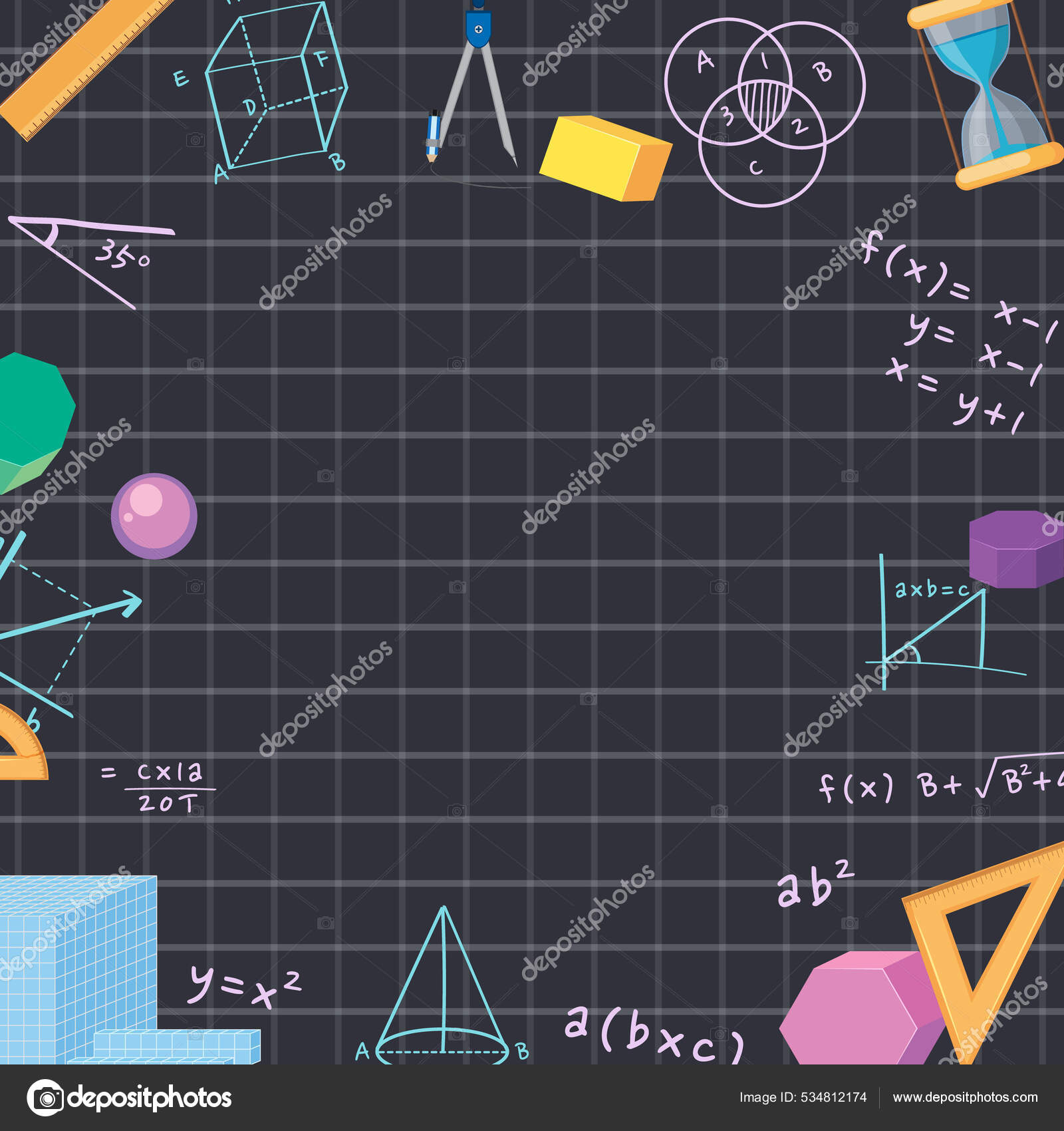 Doodle Matemáticas Objetos Borde Ilustración Vector de stock #534812174 ...