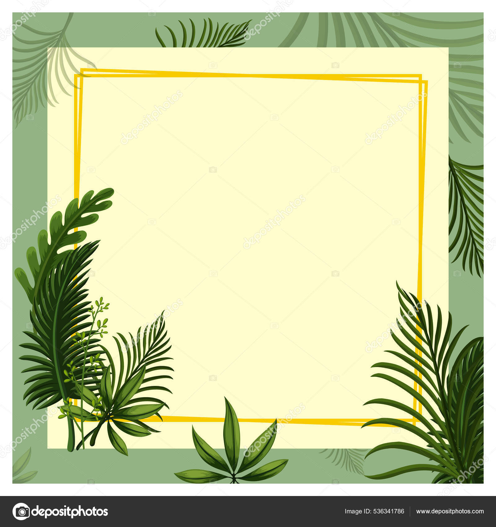 Square Frame Tropical Foliage Template Illustration Stock Vector Image ...