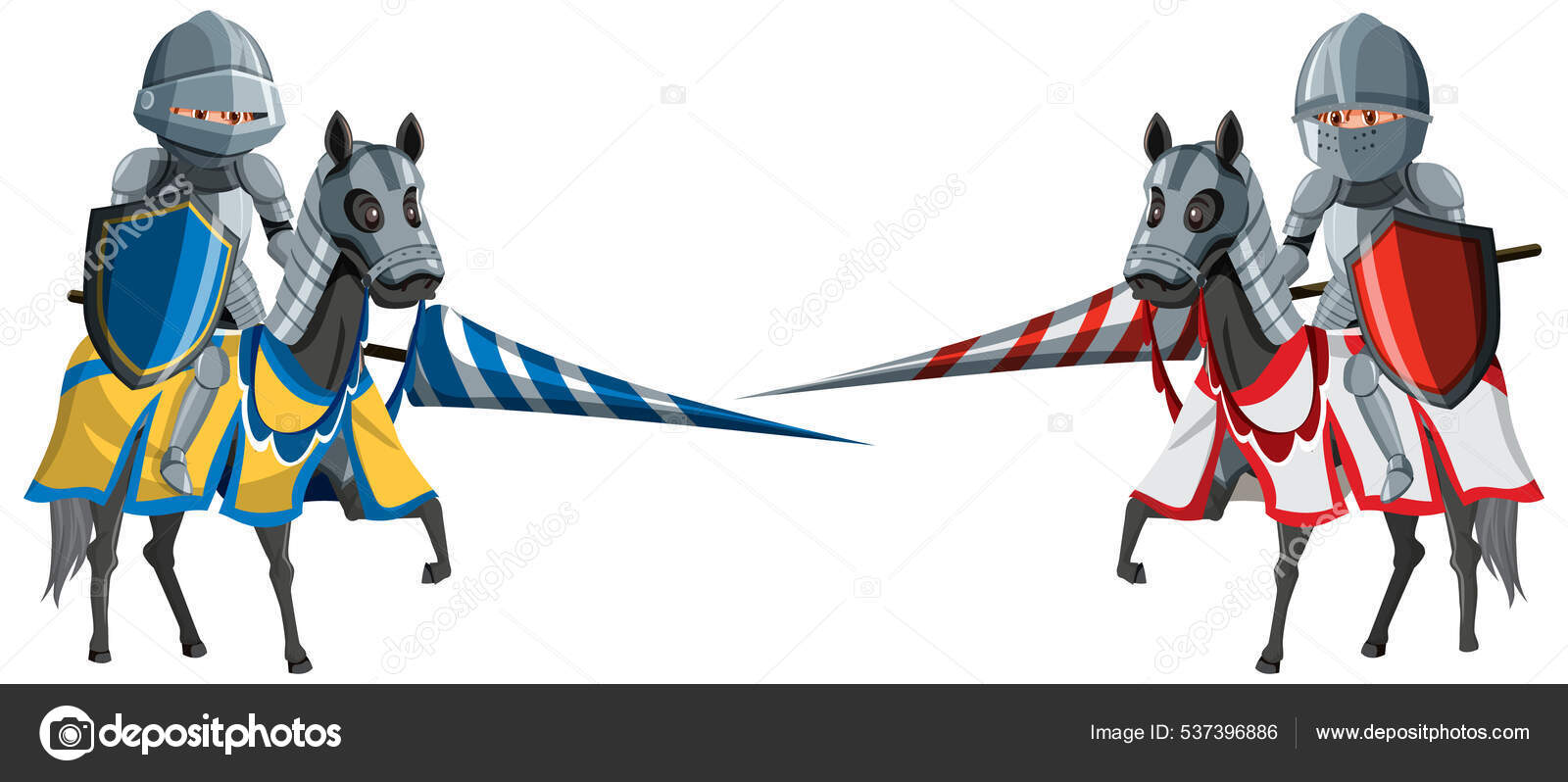 Cartoon Knights On Horses