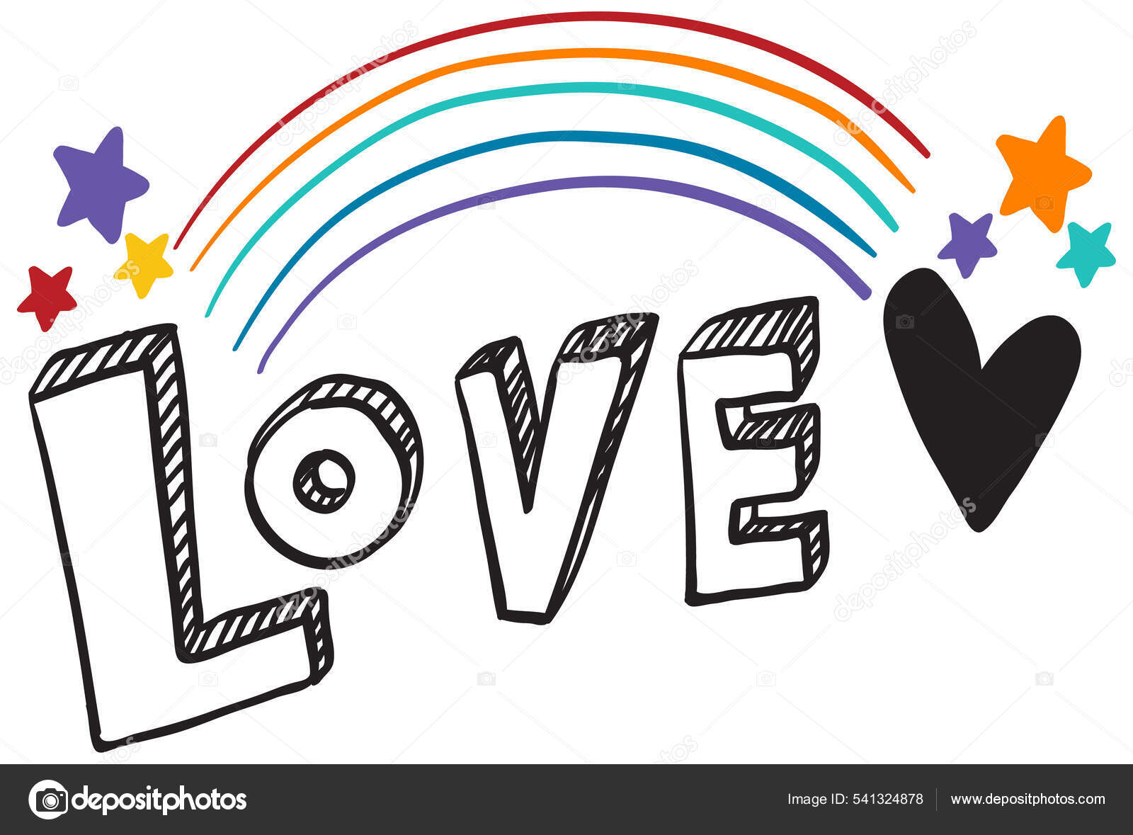 Hand Drawn Logo Design Love Rainbow Illustration Stock Vector by ©brgfx ...