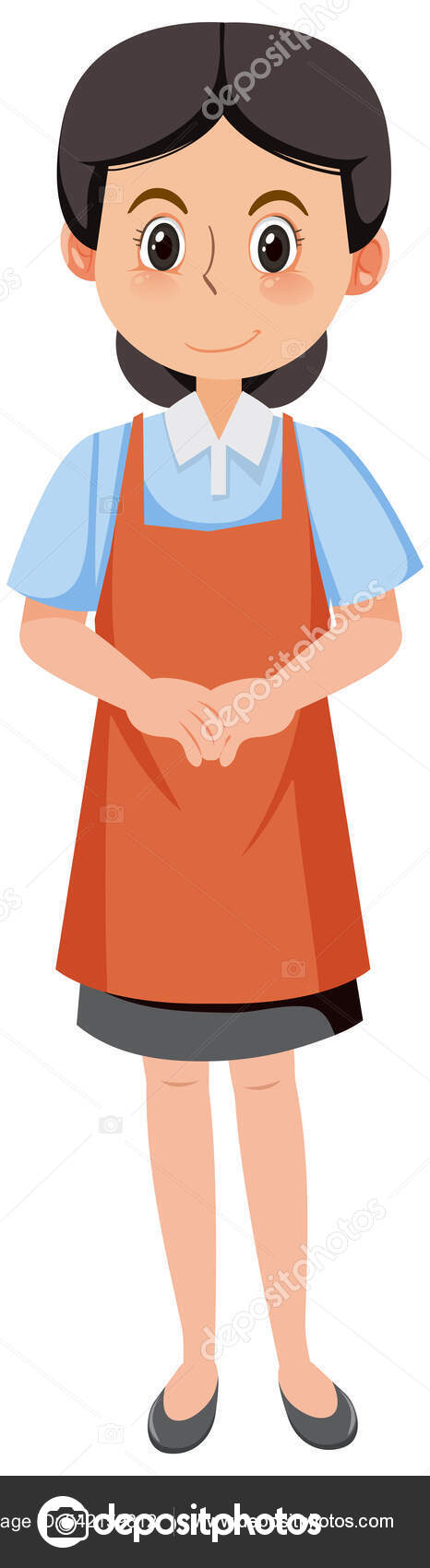 Housekeeper Cartoon Character White Background Illustration Stock ...