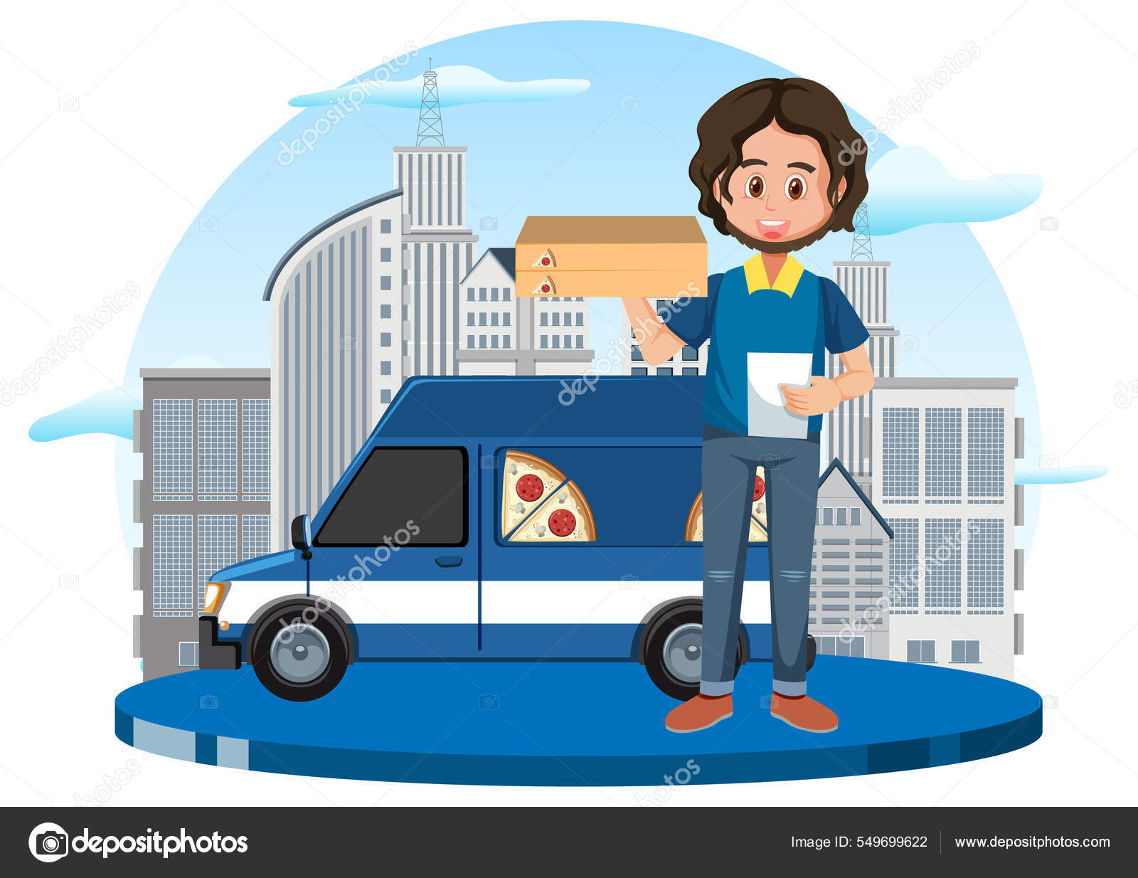 Pizza Repartidor Hombre Personaje Dibujos Animados Sobre Fondo Blanco ...