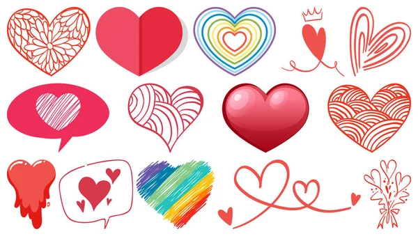 Different Style Hearts Isolated White Background Illustration Stock ...