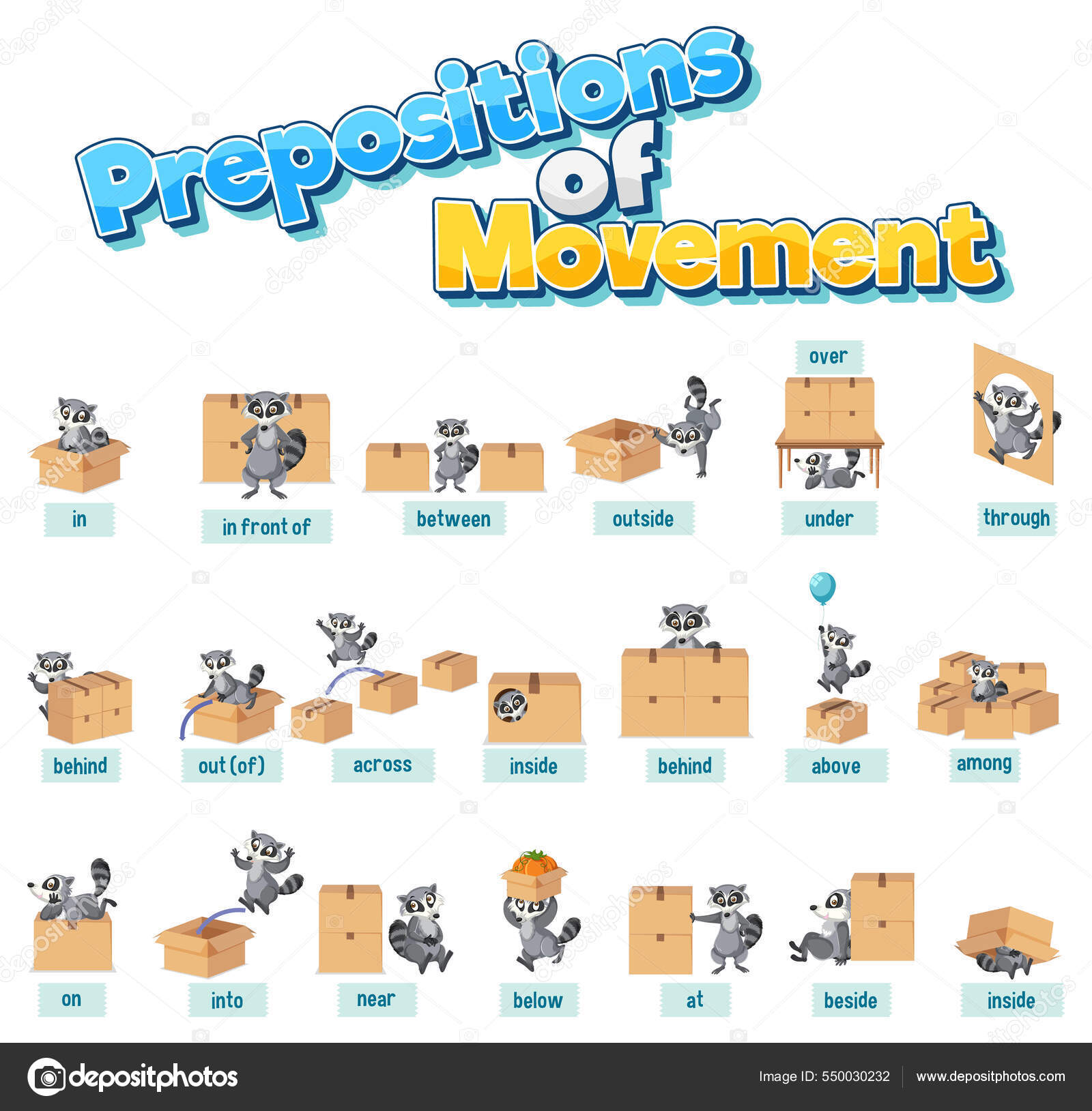 Prepositions Movement Set Illustration Stock Vector by ©brgfx 550030232