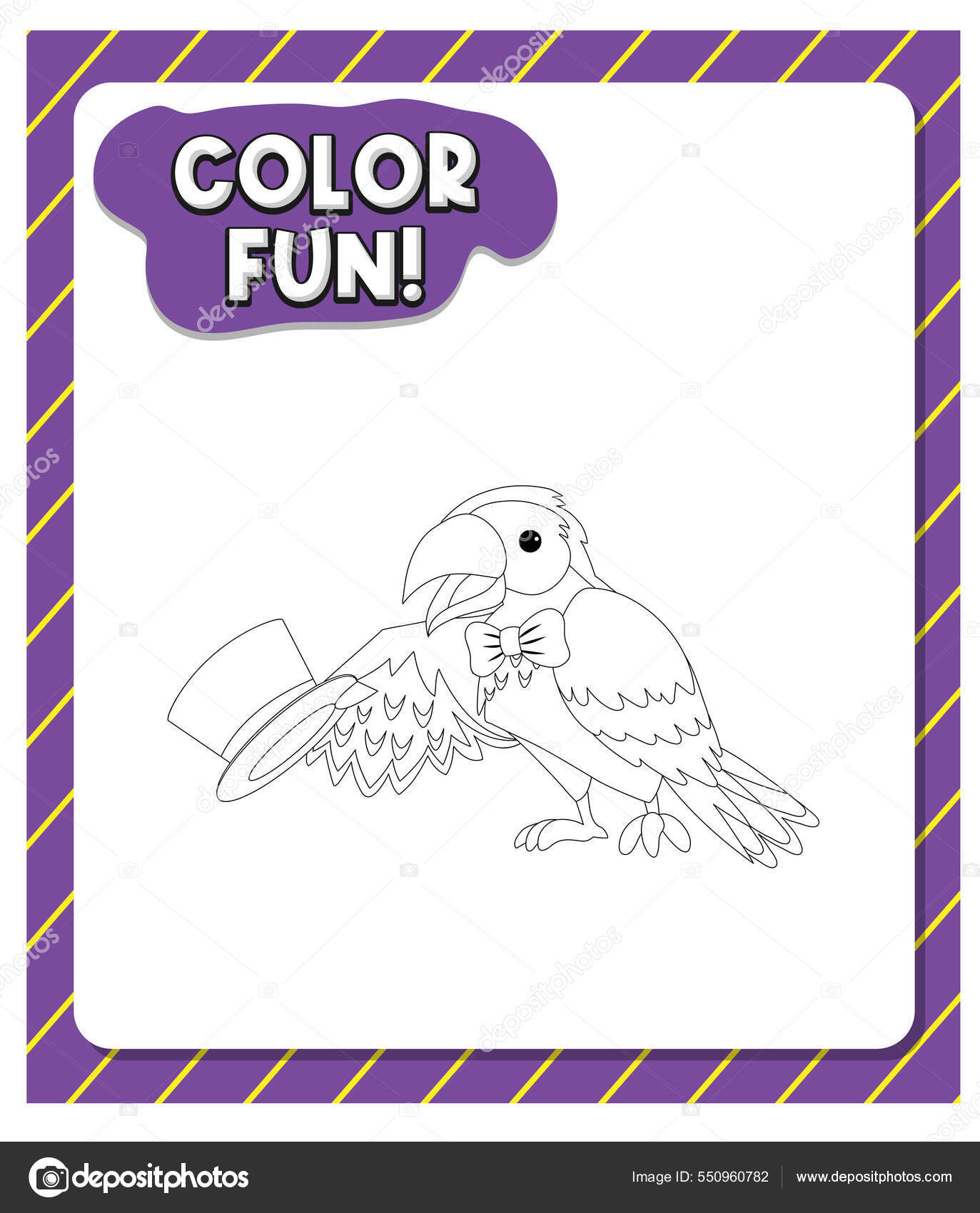 Worksheets Template Color Fun Text Parrot Outline Illustration Stock ...