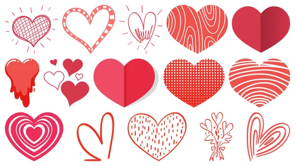 Different Style Hearts Isolated White Background Illustration Stock ...