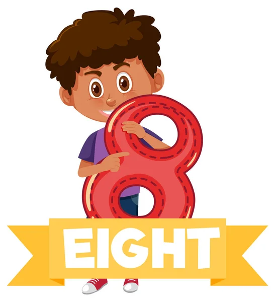 Cartoon Character Two Kids Spelling Number Eight Illustration Stock ...
