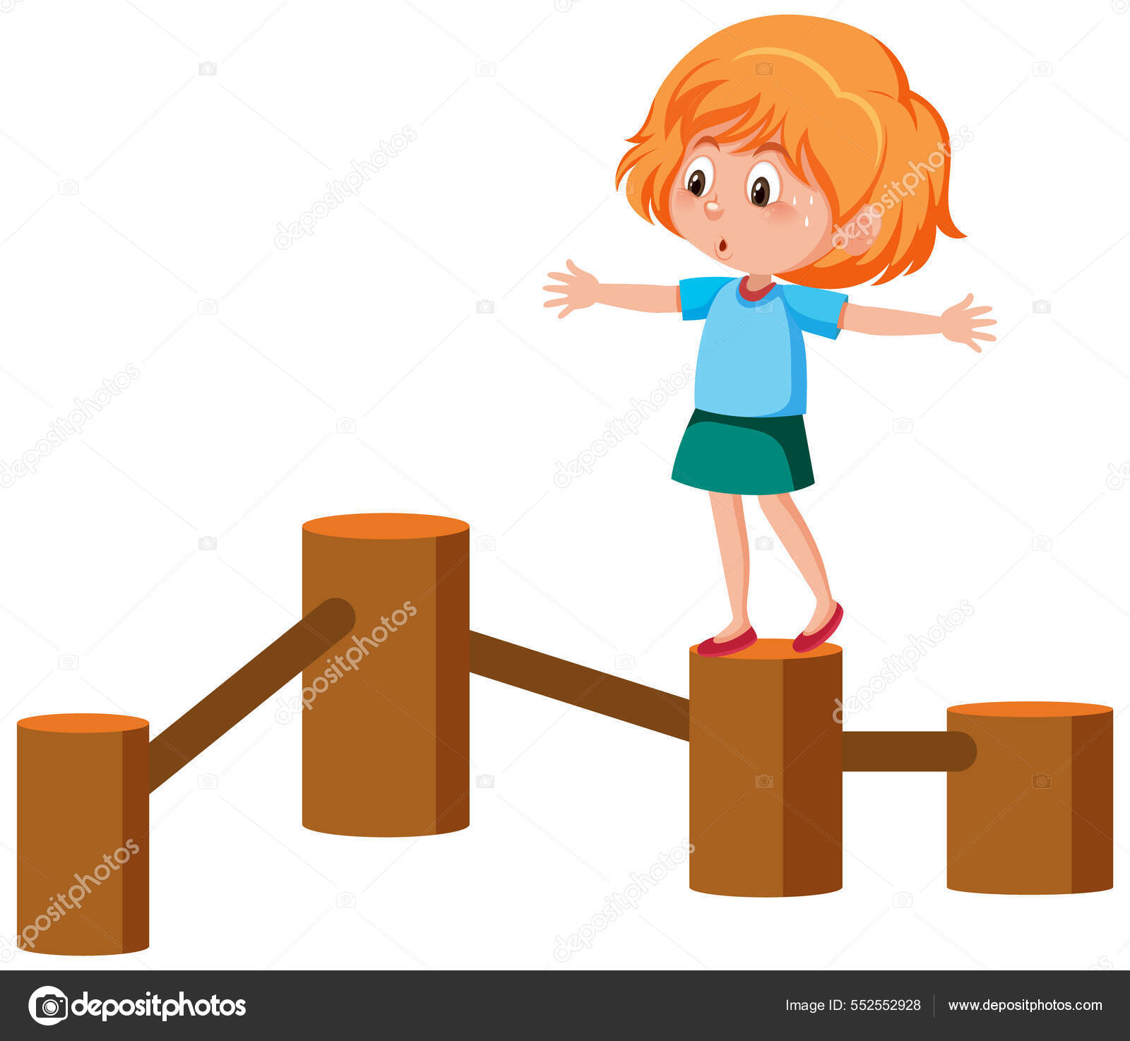 Dibujos Animados Chica Mantener Equilibrio Ilustración Vector de stock ...