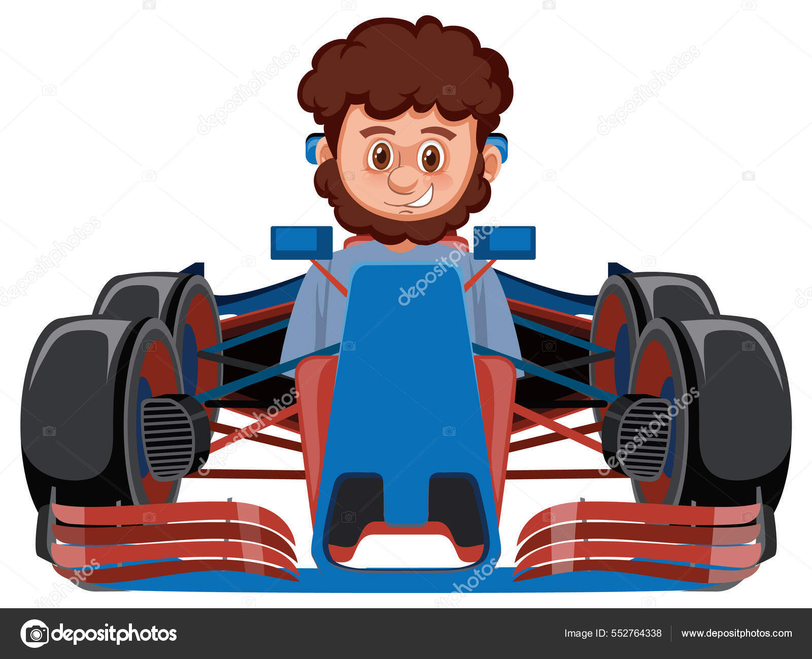 Hombre Conduciendo Fórmula Uno Coche Carreras Ilustración Vector de ...