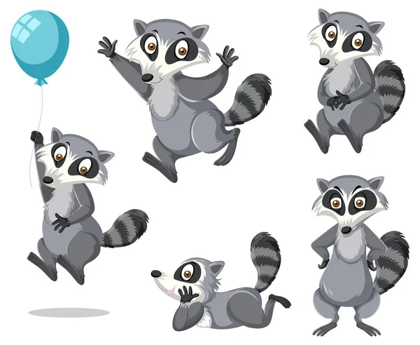 Raccoon Holding Number Cartoon Character Isolated White Background ...