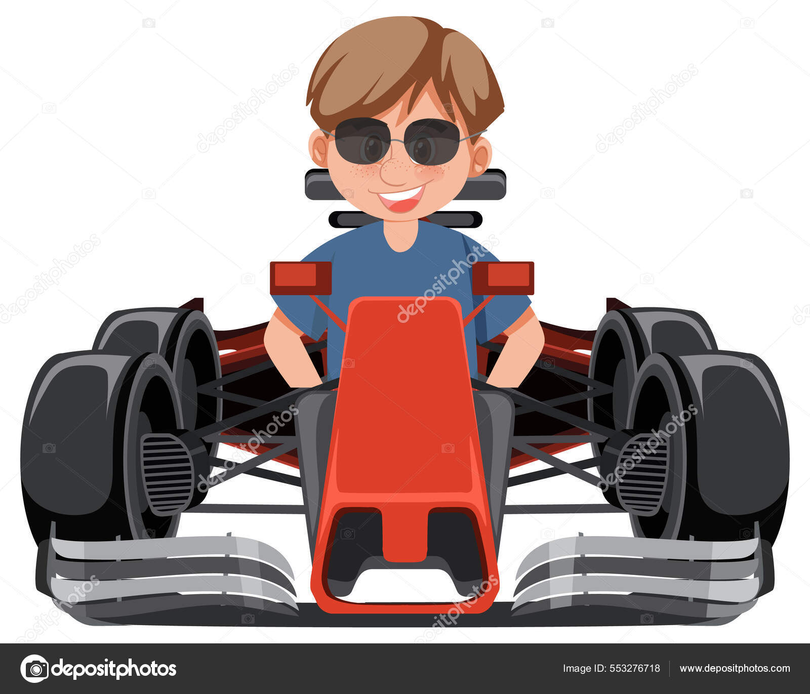 Seorang Pria Mengemudi Formula Satu Balap Mobil Ilustrasi Vektor Stok ...