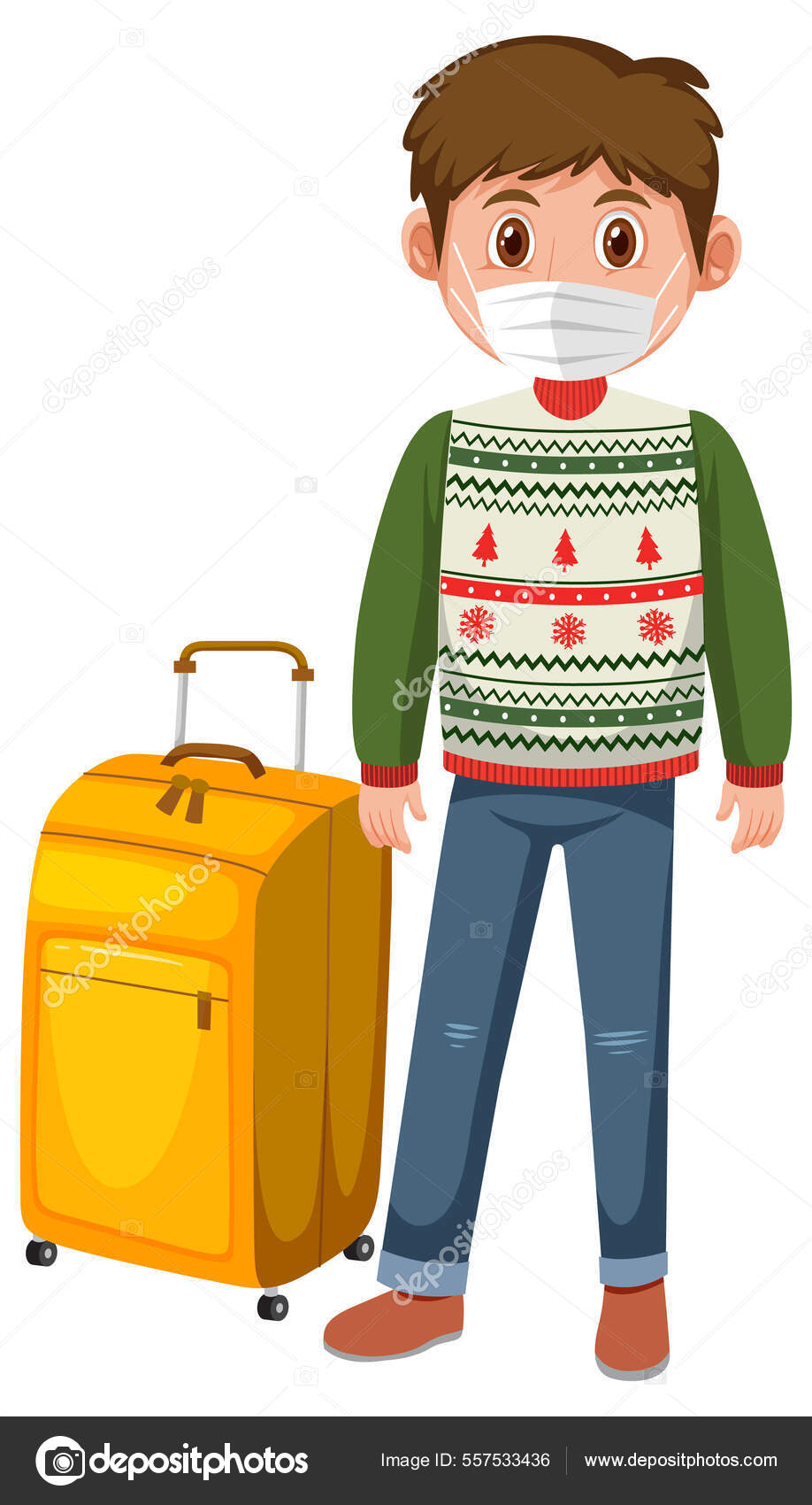 Man Wearing Mask Luggage Illustration Stock Vector by ©brgfx 557533436