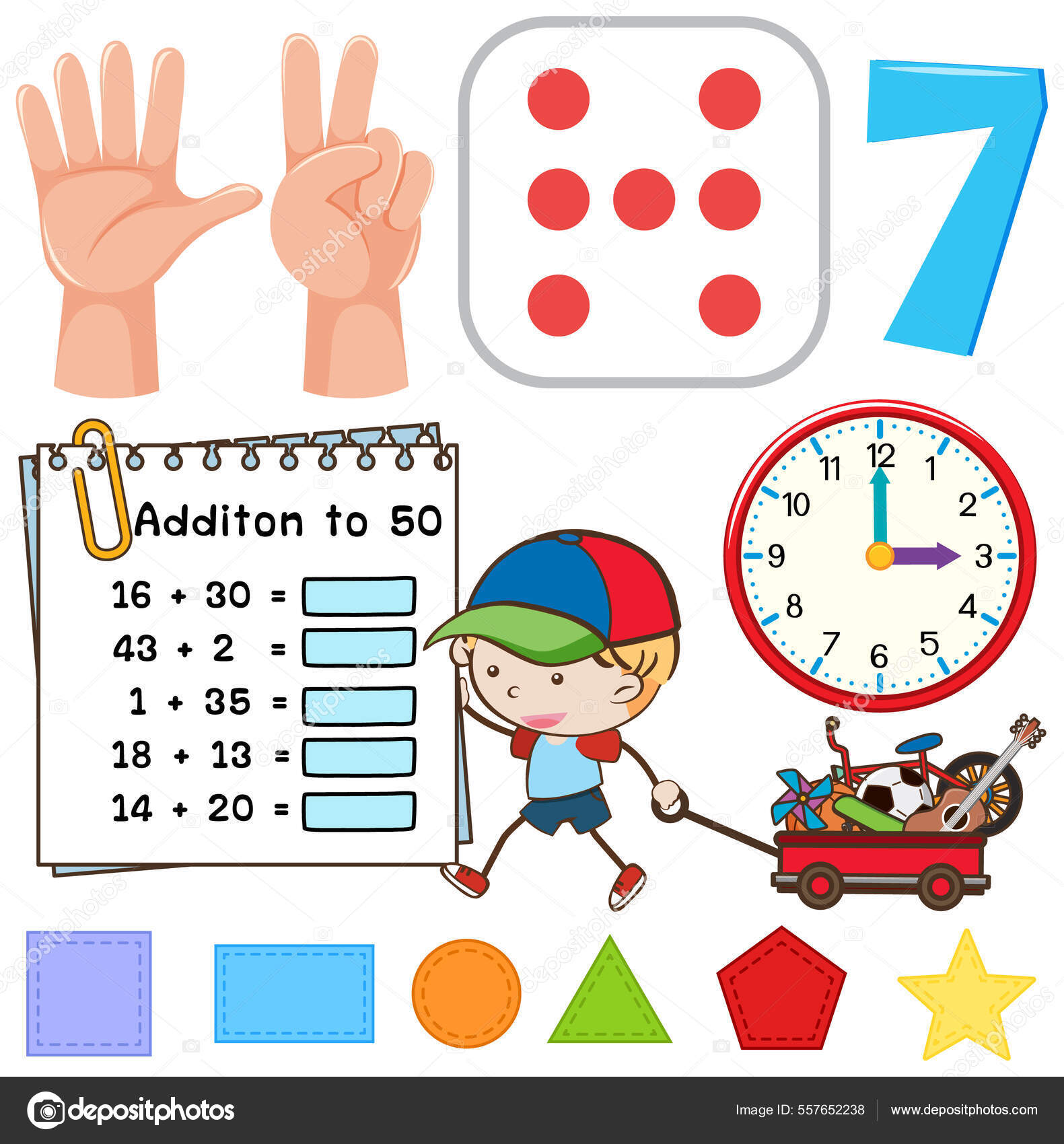 Math Classroom Objects Supplies Students Illustration Stock Vector by ...