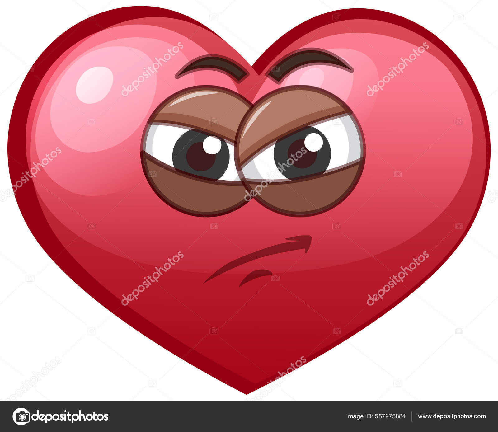 Angry Heart Emoticon White Background Illustration Stock Vector by ...