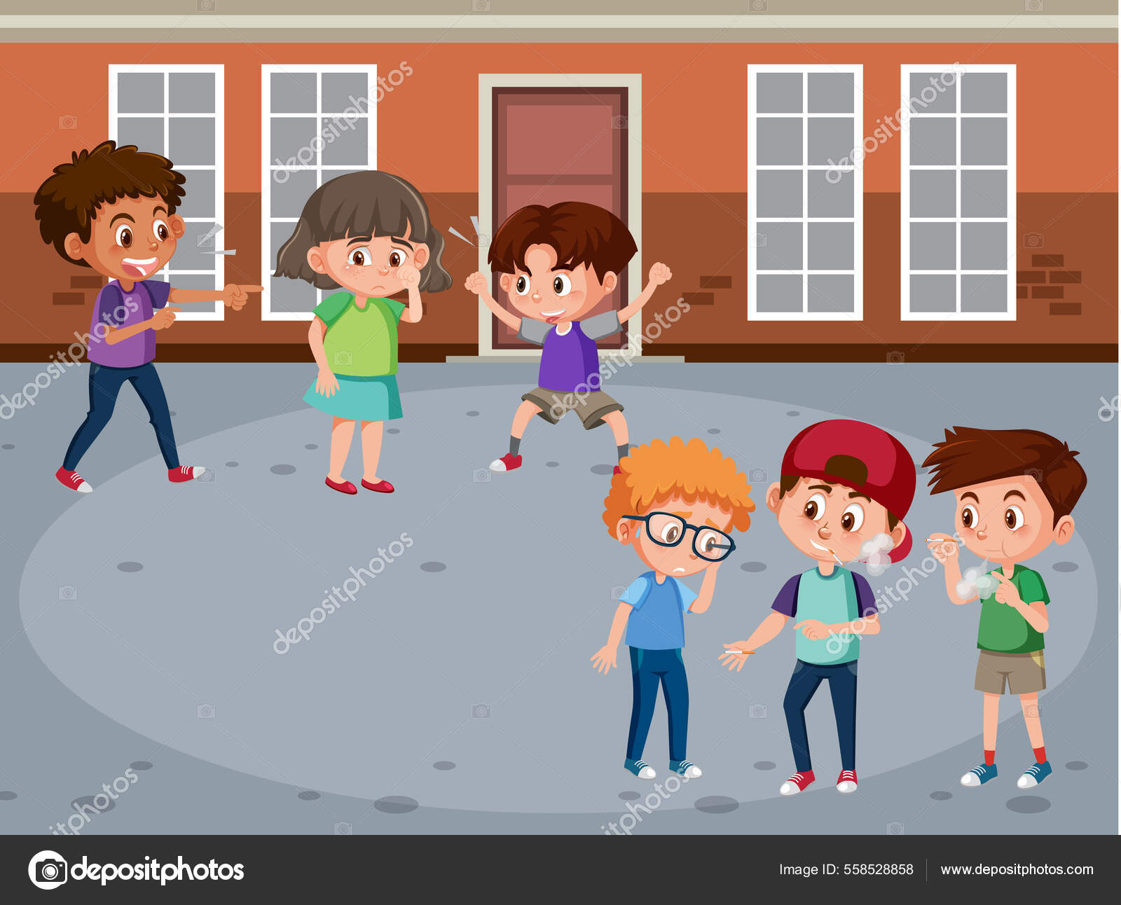 Stop Bullying Concept Cartoon Character Illustration Stock Vector by ...