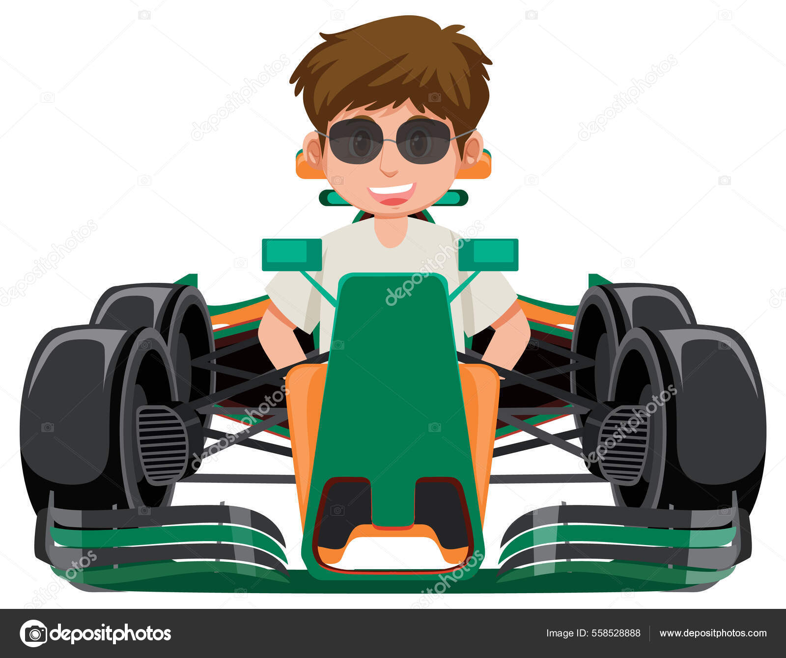 Man Driving Formula One Racing Car Illustration Stock Vector by ©brgfx ...