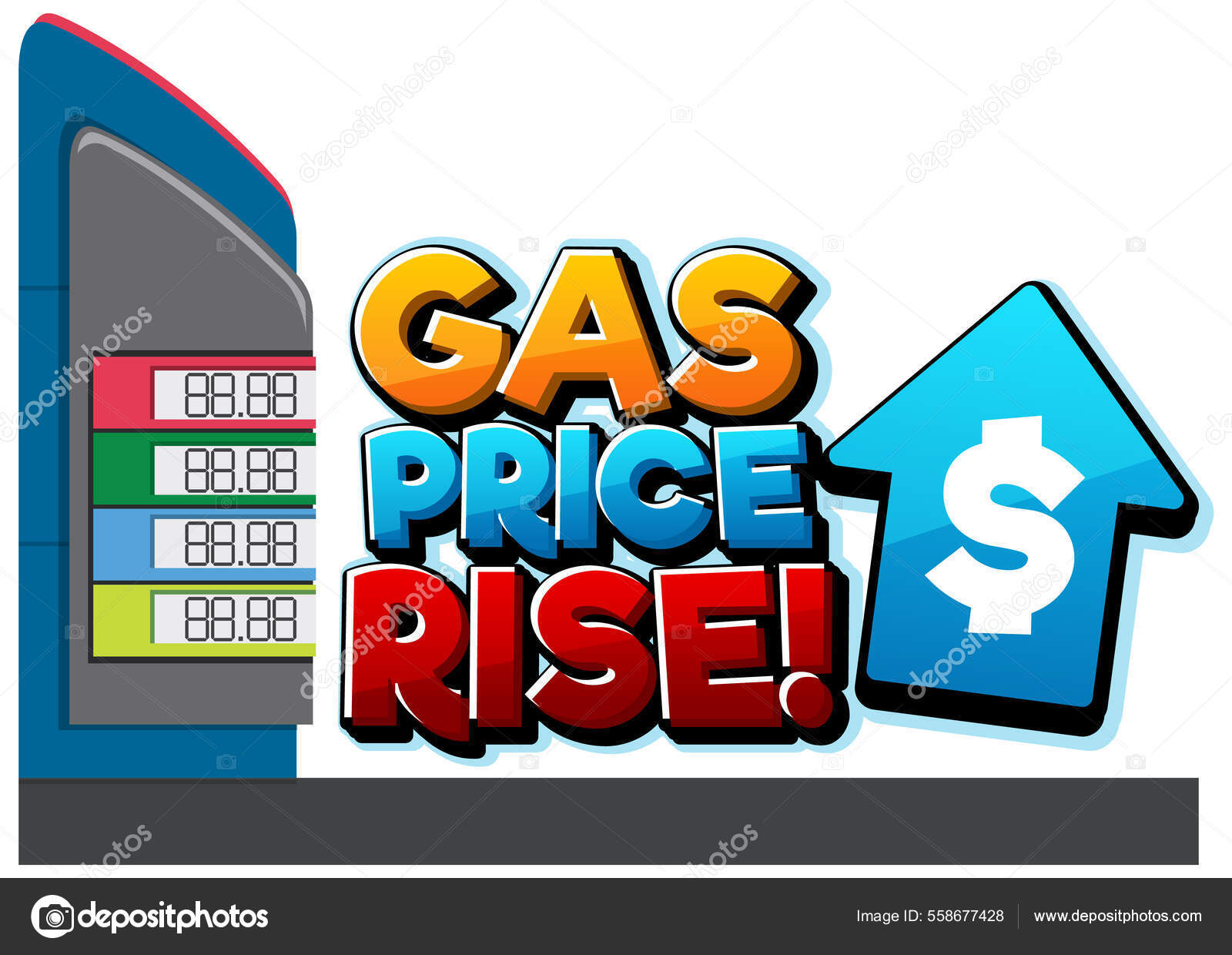 Gas Price Rise Word Logo Design Illustration Stock Vector Image by ...