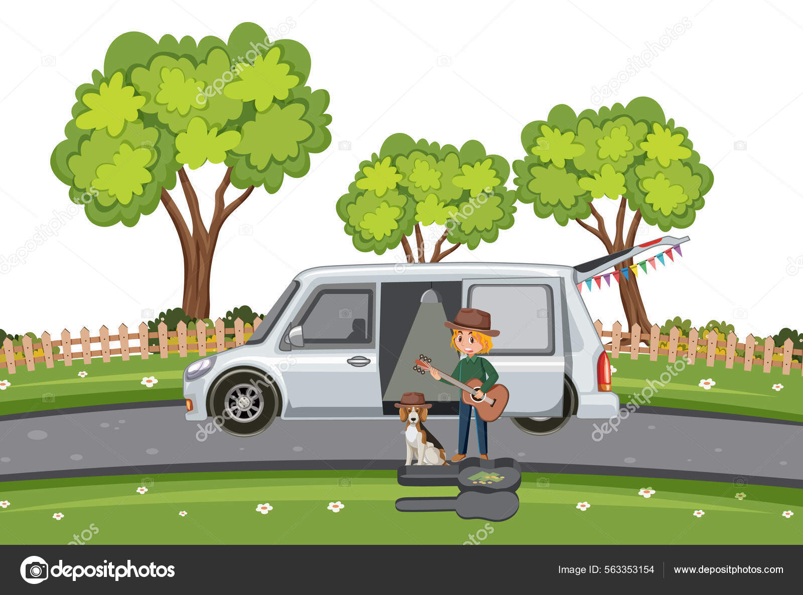 Man Playing Guitar Truck Illustration Stock Vector by ©brgfx 563353154