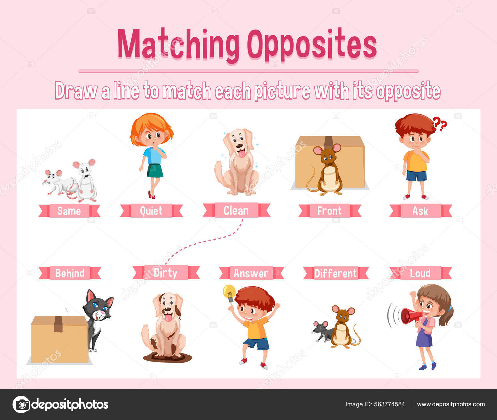 Matching Words Worksheet Kids Illustration Stock Vector Image by ©brgfx ...