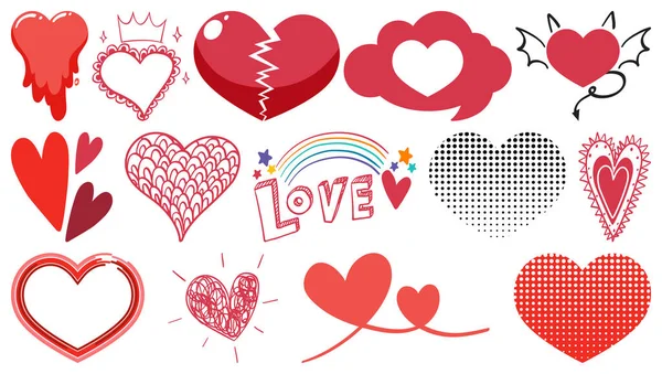 Different Style Hearts Isolated White Background Illustration Stock ...