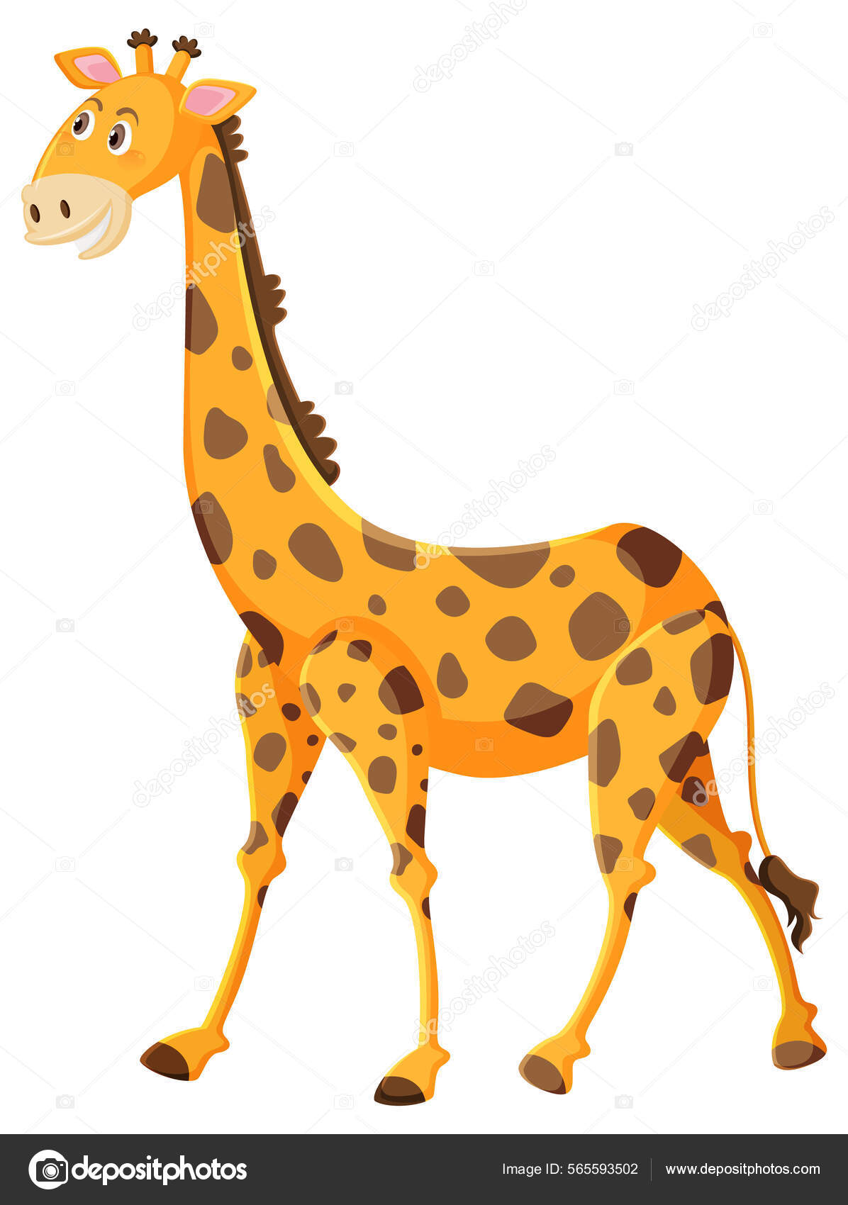 Cute Giraffe Cartoon White Background Illustration Stock Vector by ...