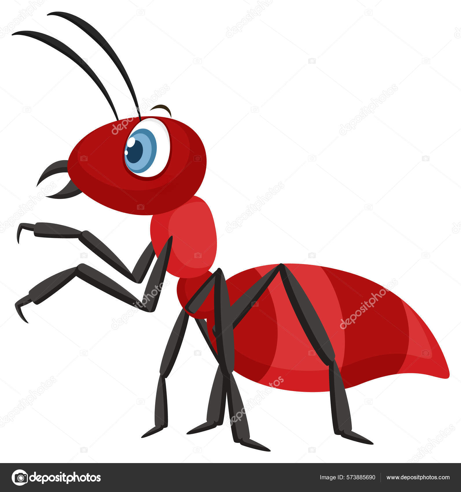 Semut Merah Diisolasi Pada Ilustrasi Latar Belakang Putih Vektor Stok ...